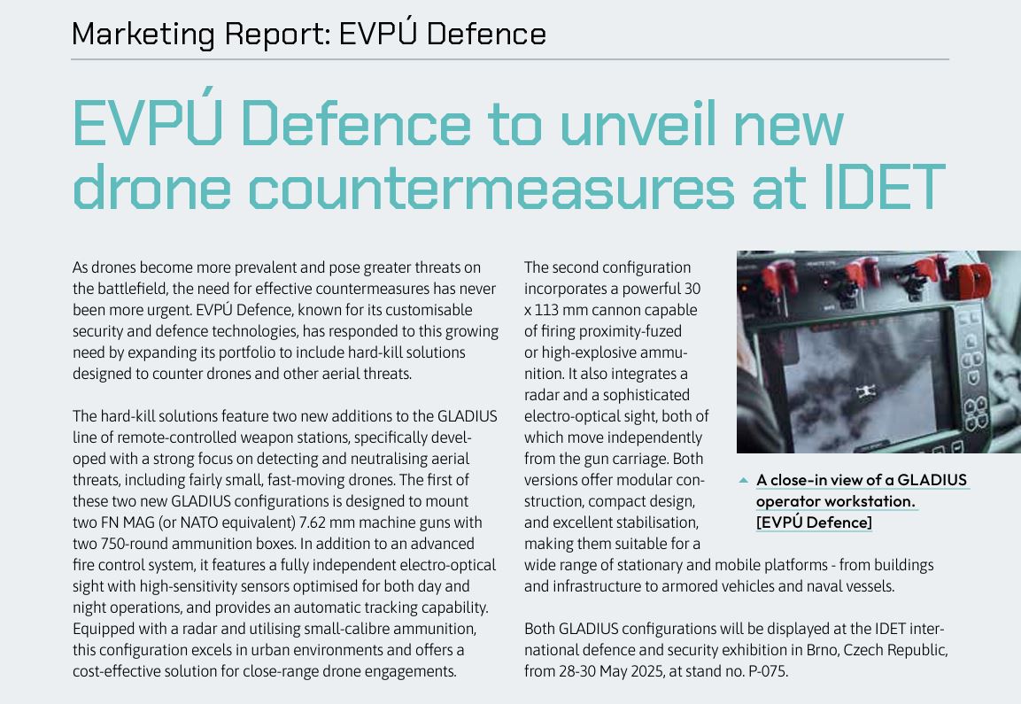 ESD: EVPÚ Defence to unveil new drone countermeasures at IDET | EVPÚ ...